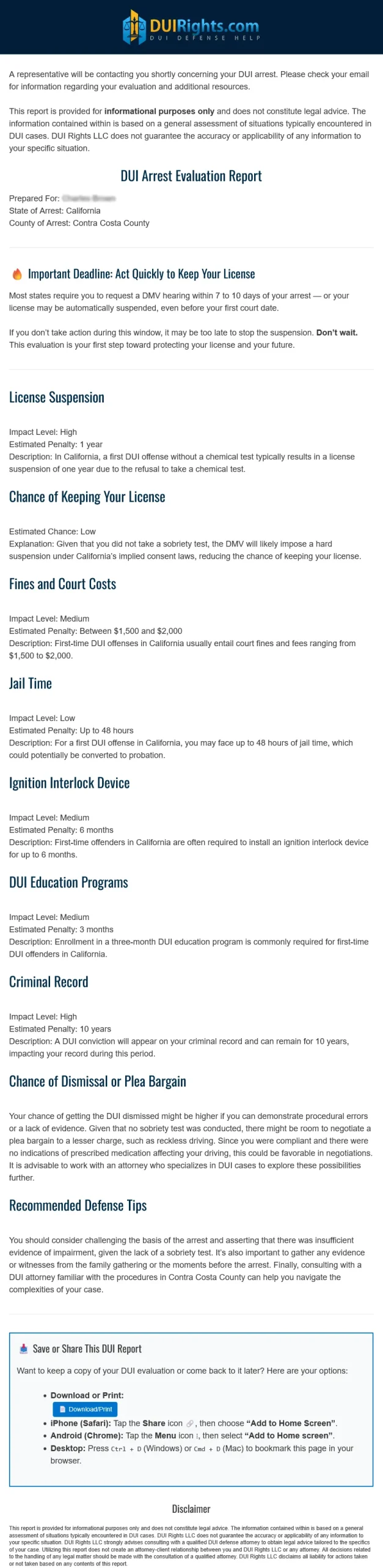 Free First DUI Offense Evaluation - DUI Rights